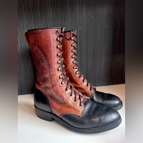 Dan Post | Shoes | Dan Post Embroidered Lace Up Leathet Western Cowboy ...